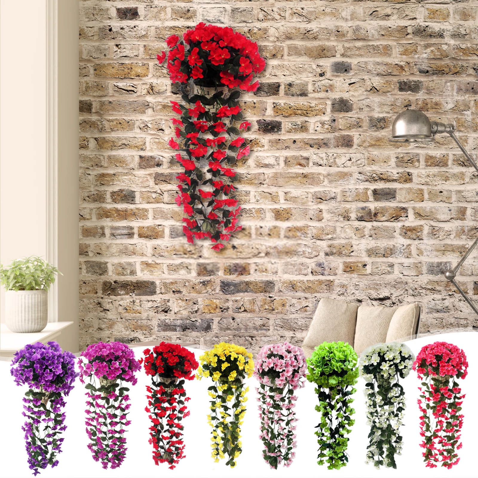 Artificial Rose Bouquets, Simulated Flower Wall Hanging Baskets for ...