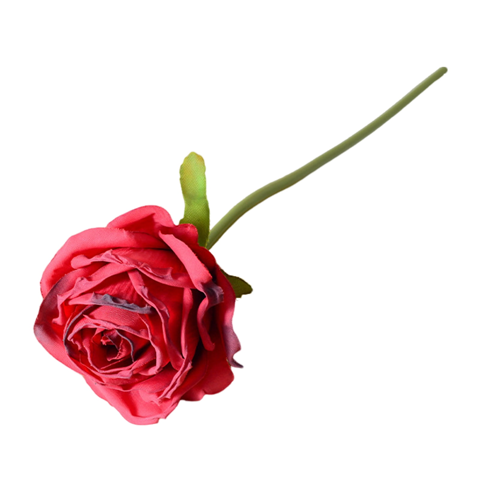 Artificial Rose Branch with Stem Burned Edge Green Leaves Home Wedding ...