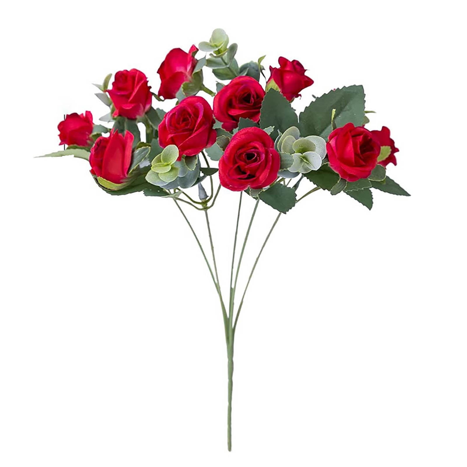 Artificial Rose Bud Silk Flowers Bush Long Artificial Flower Bush for ...