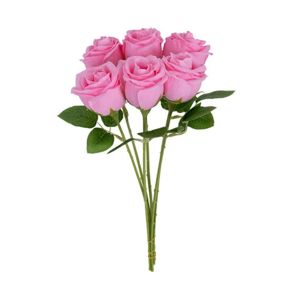 Artificial Rose Bundle Plastic Silk Flower 6Pcs For Wedding Home Table ...