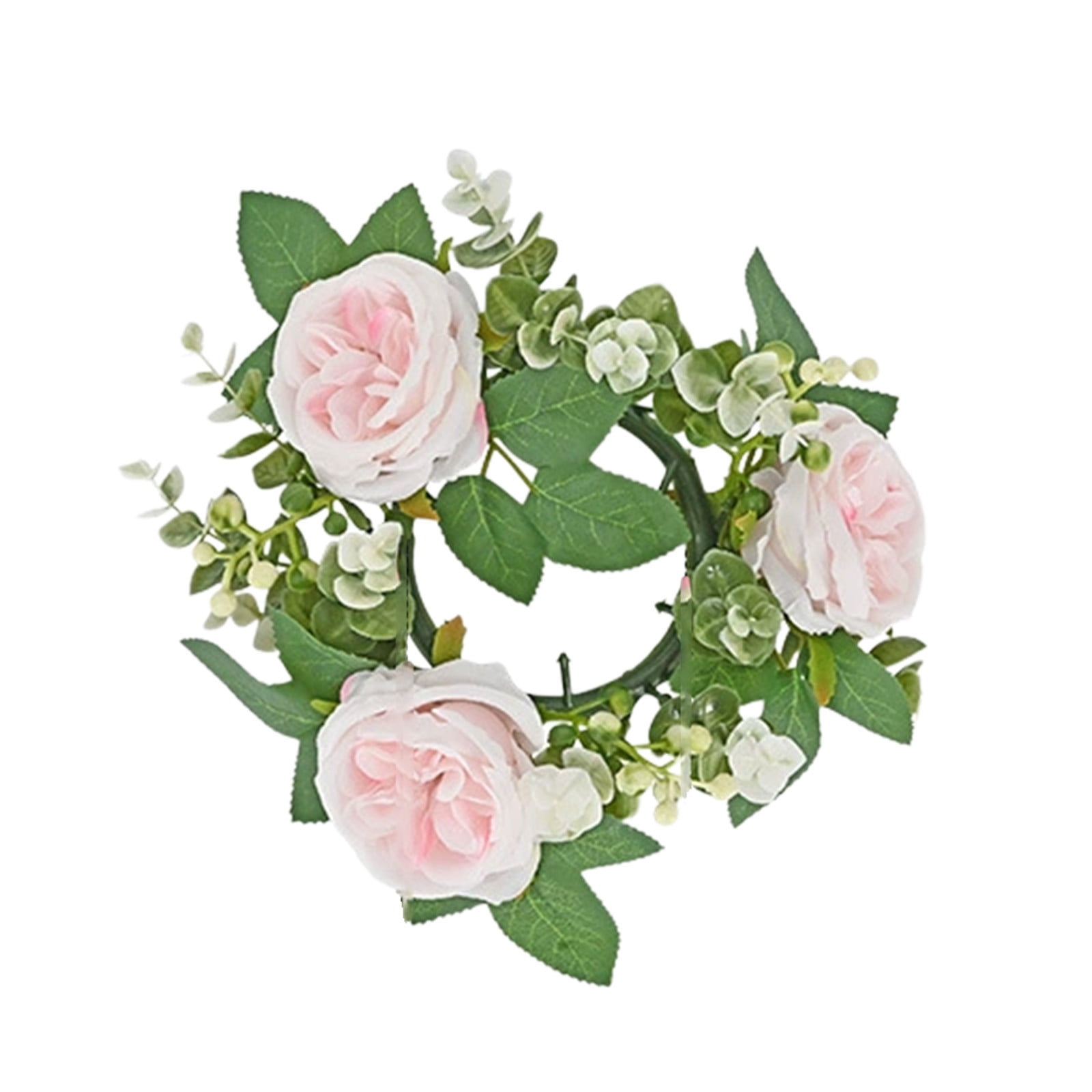 Artificial Rose Candle Rings Floral Wreaths Tea Light Candle Holder ...