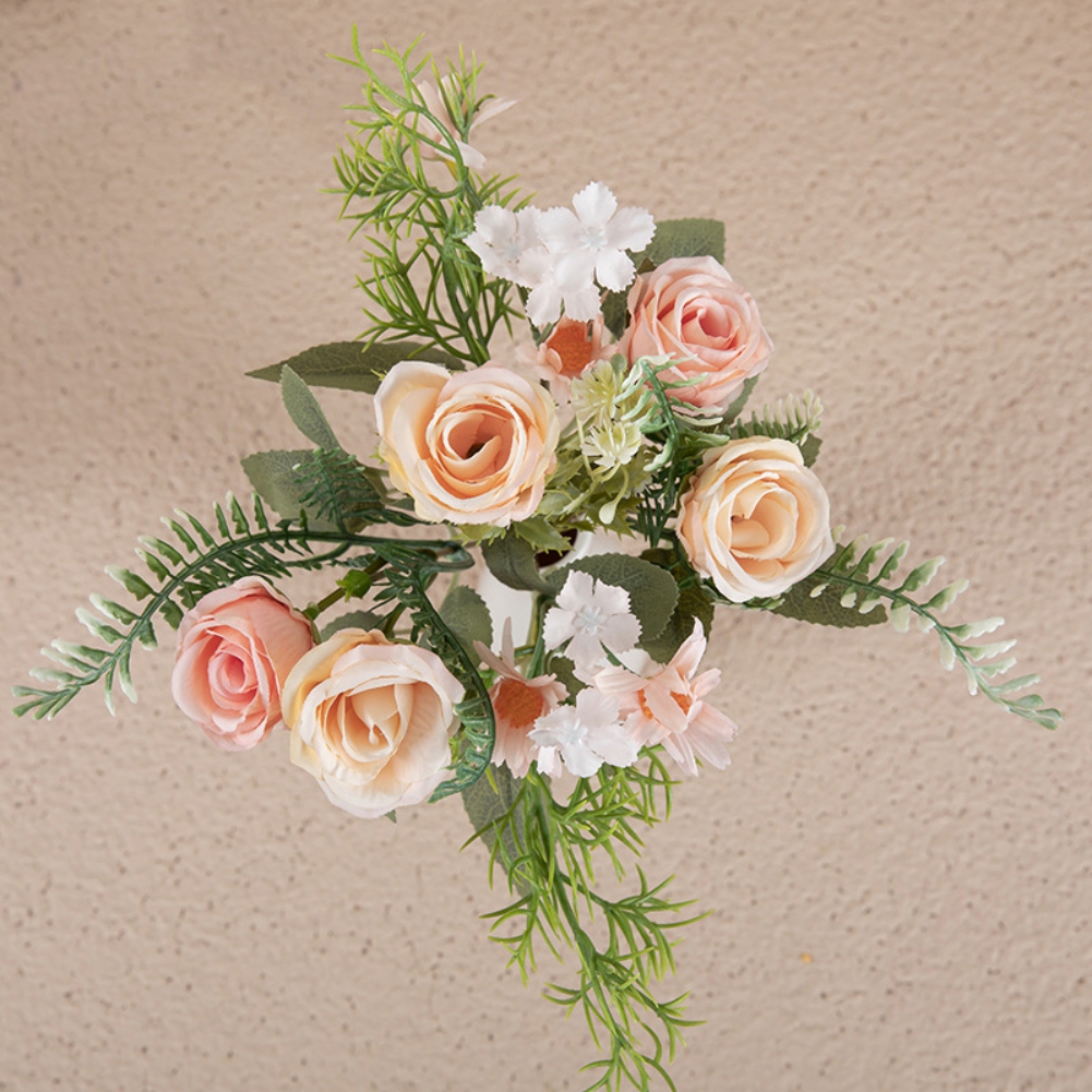 Artificial Rose Daisies Flowers Bouquet Blooms Long Stem Roses Bouquet ...