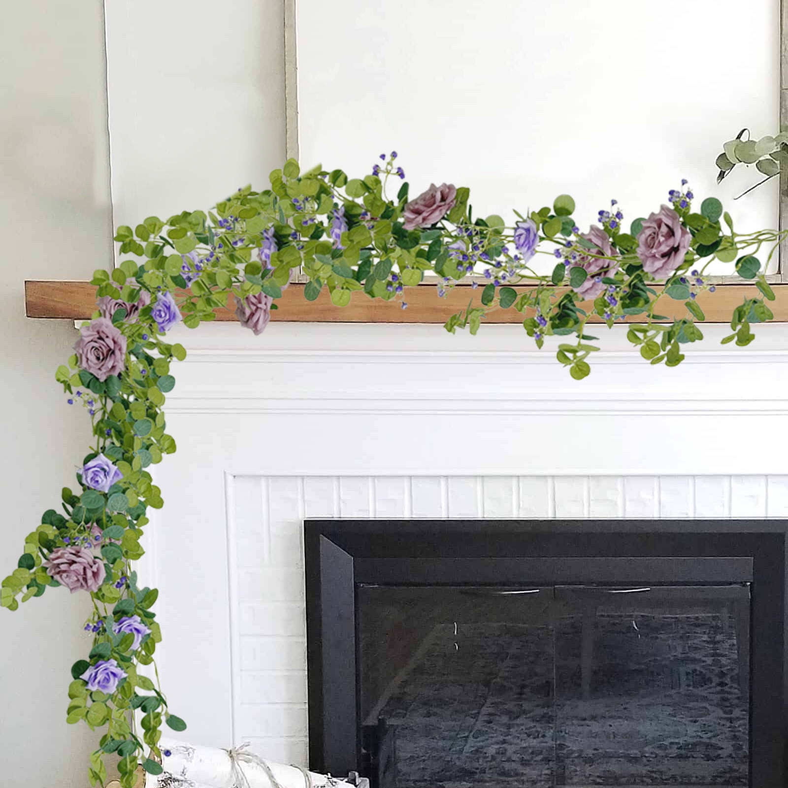 Artificial Rose Eucalyptus Vine | Lifelike Greenery Treble Fork Faux ...