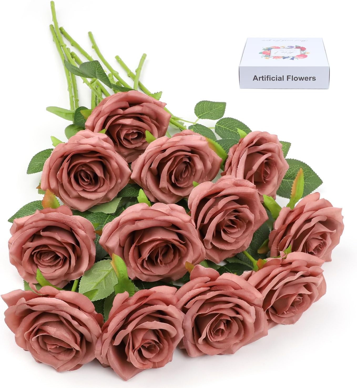 Artificial Rose Flower Blush Flowers Pink Roses Silk Flowers pcs with ...
