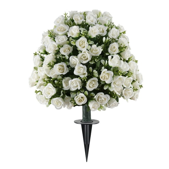 Artificial Rose Flower Bouquet with Stake for Outdoor Garden Memorial ...