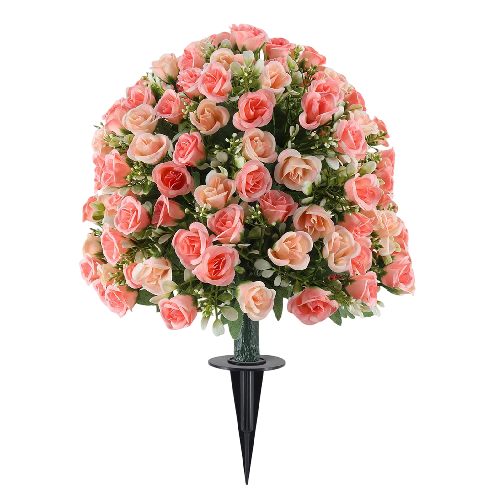 Artificial Rose Flower Bouquet with Stake for Outdoor Garden Memorial ...