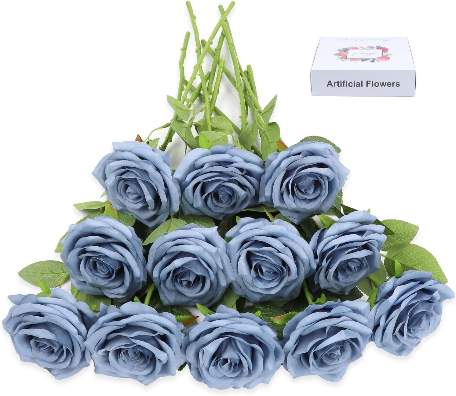 Artificial Rose Flower Dusty Rose Flowers Silk Flowers pcs with Long ...