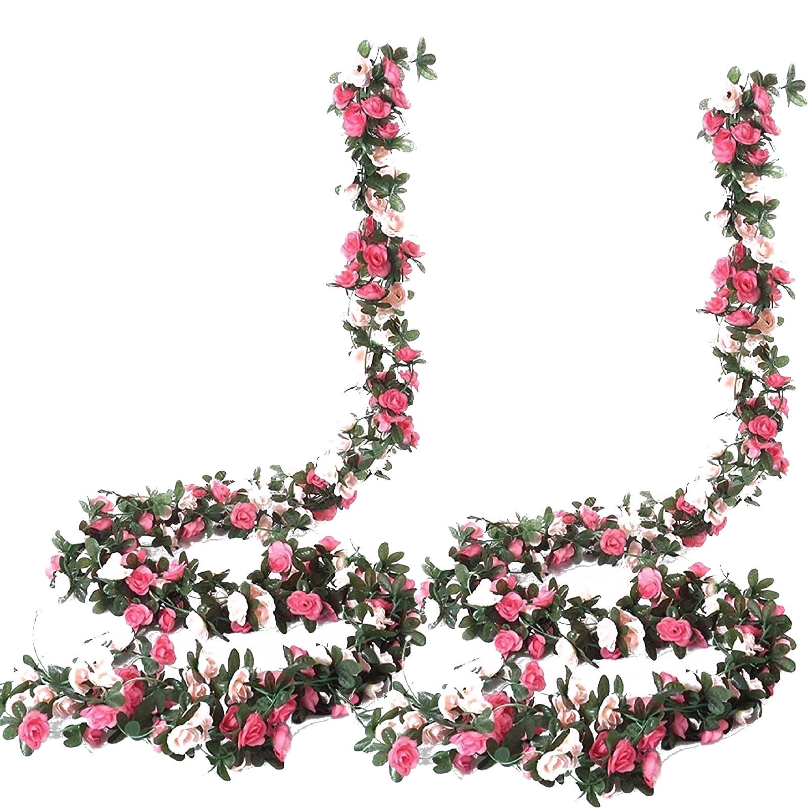 Artificial Rose Flower Garland, 2 Pack, 8.2 Feet Each, Decorative ...