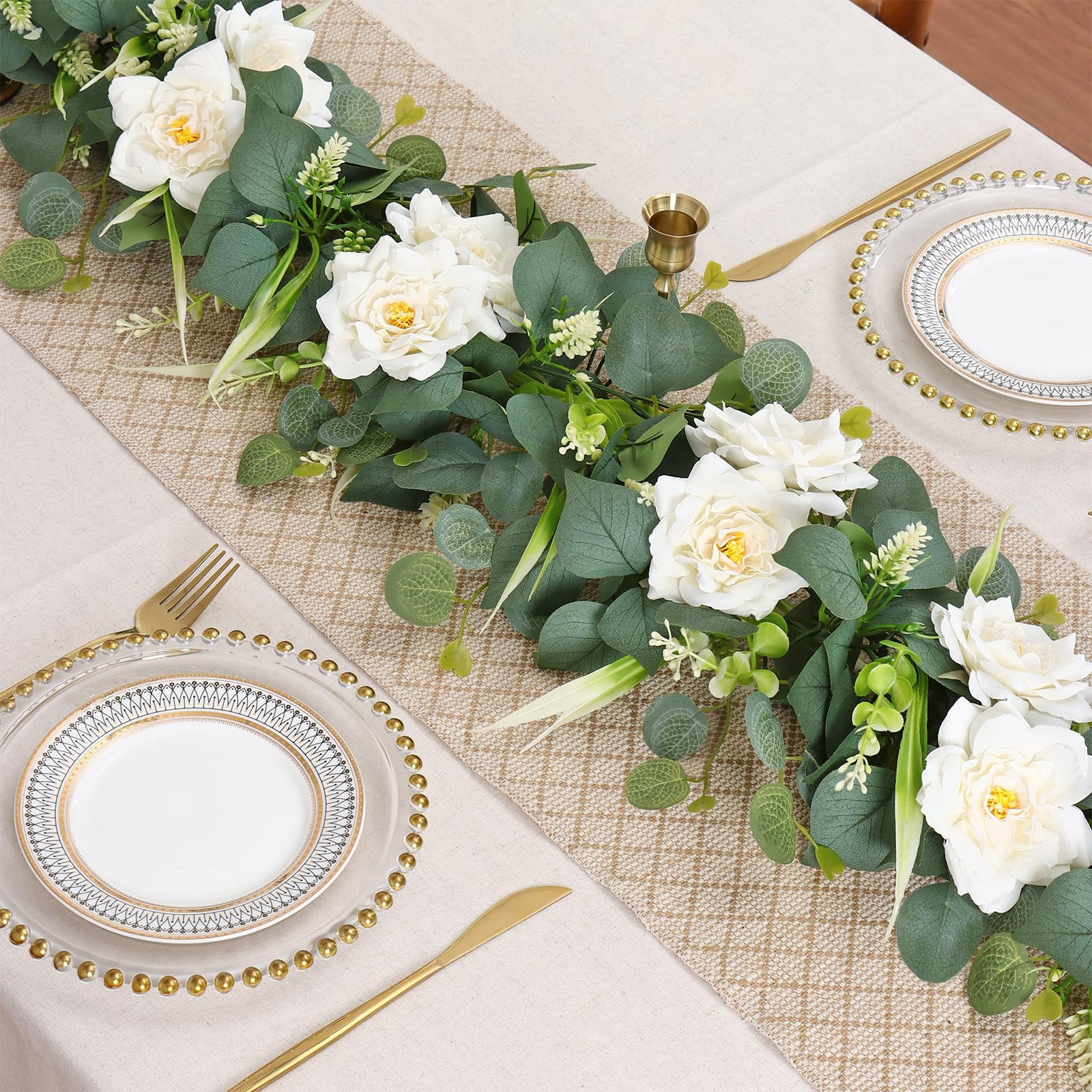 Artificial Rose Flower Garland White Rose 4PCS Wedding Party Home Decor ...