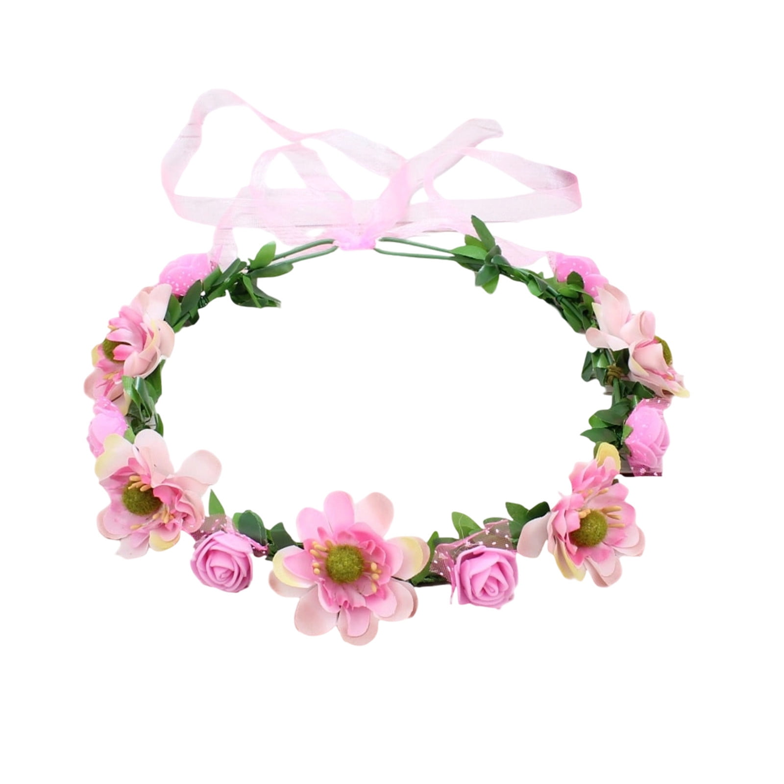 Artificial Rose Flower Headband Floral Crown Wreath with Adjustable ...