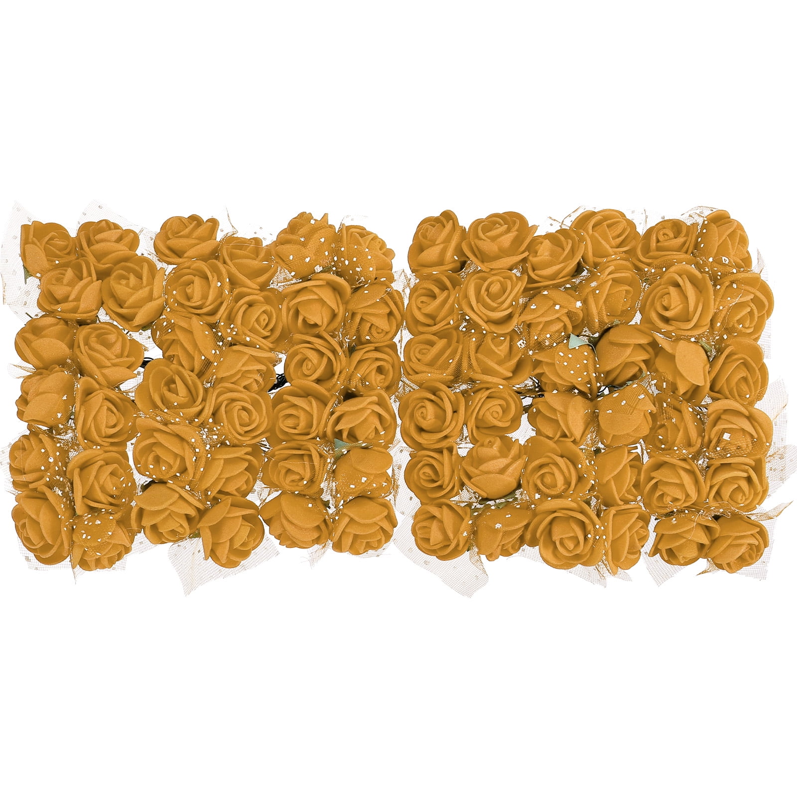 Artificial Rose Flower Heads, Gold Tone Mini Faux Flowers 0.8 Inch-1 ...