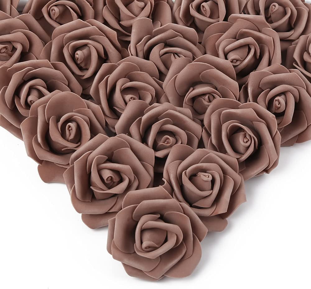 Artificial Rose Flower Heads, Real Looking Light Brown Foam Fake Roses ...