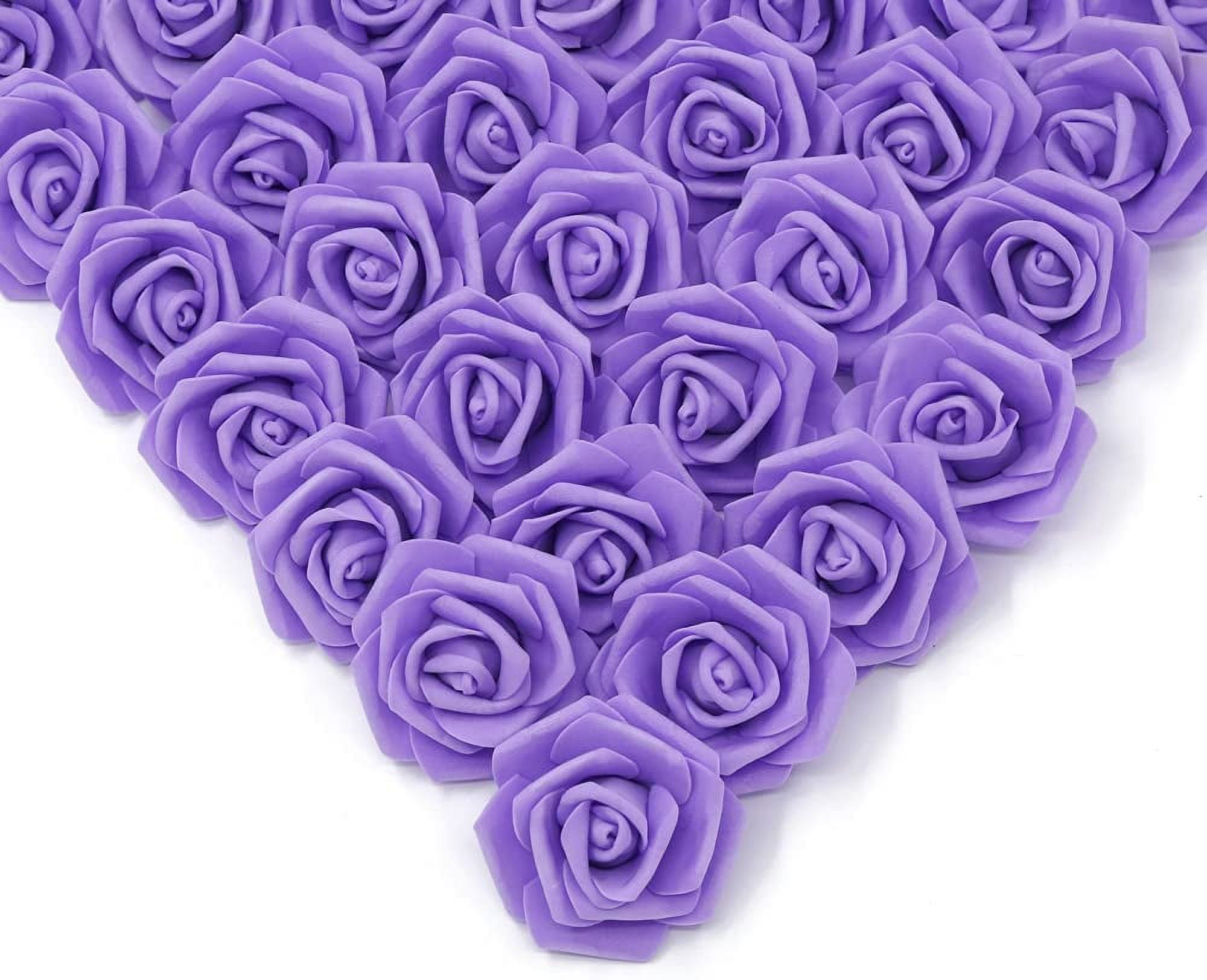 Artificial Rose Flower Heads, Real Looking Purple Foam Fake Roses for ...