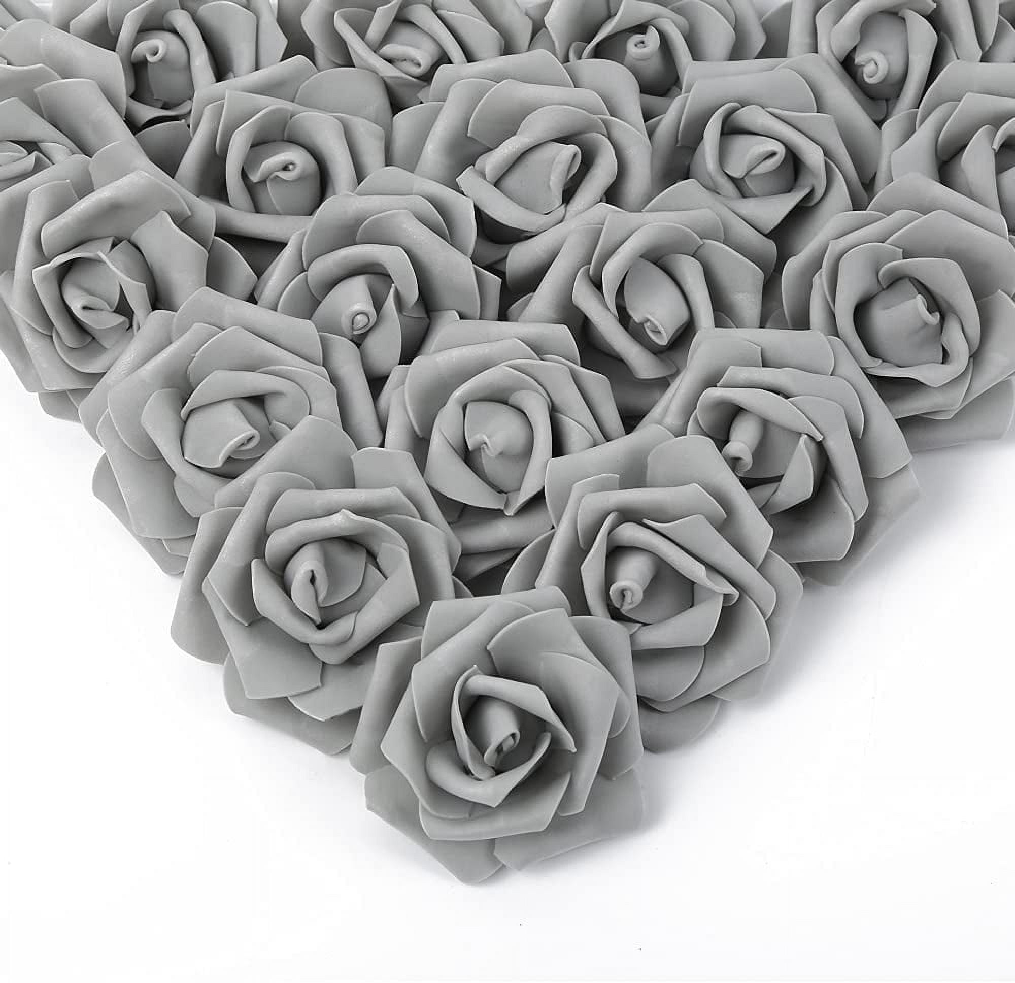 Artificial Rose Flower Heads, Real Looking Silver Gray Foam Fake Roses ...