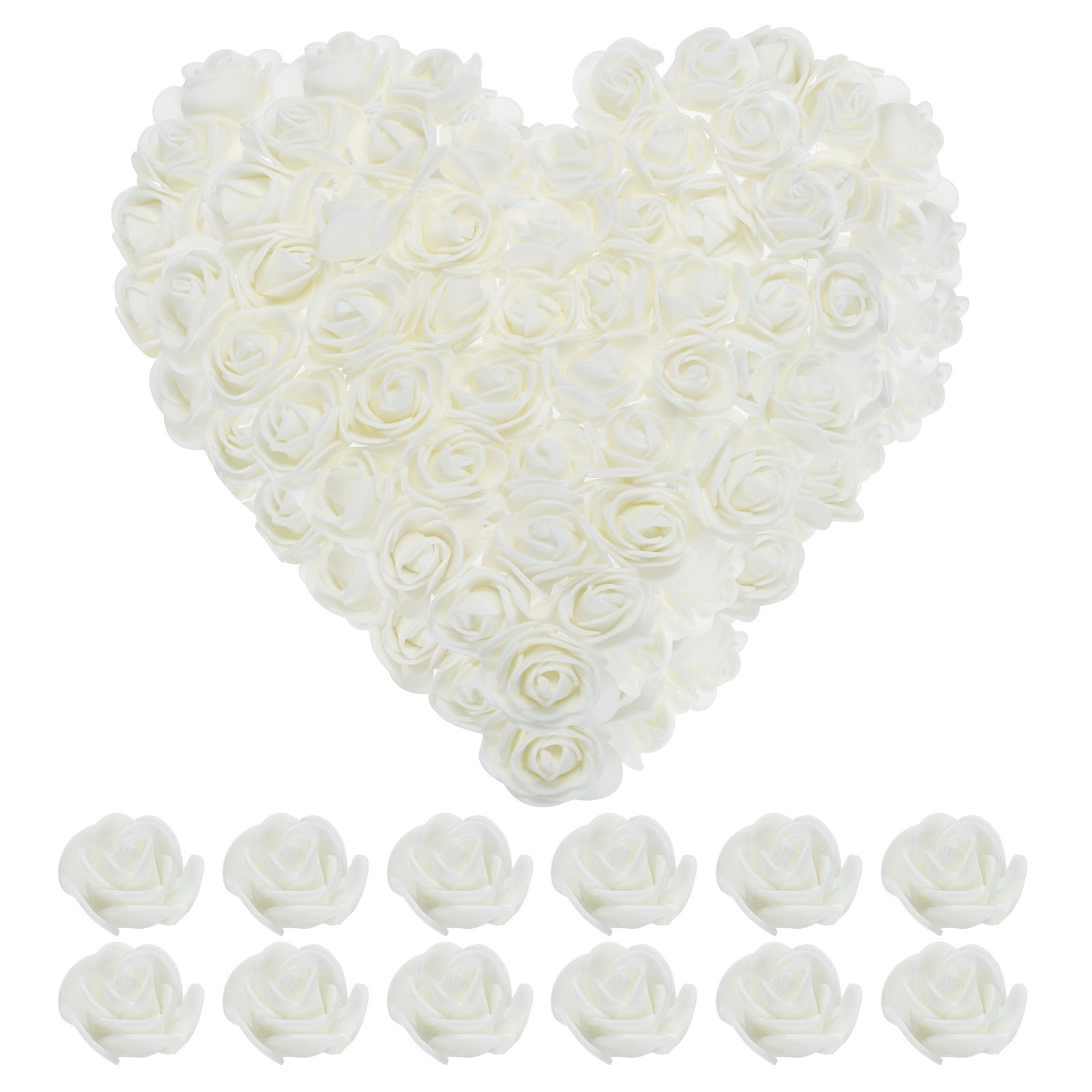 Artificial Rose Flower Heads, White PE Mini Faux Flowers for DIY Craft ...