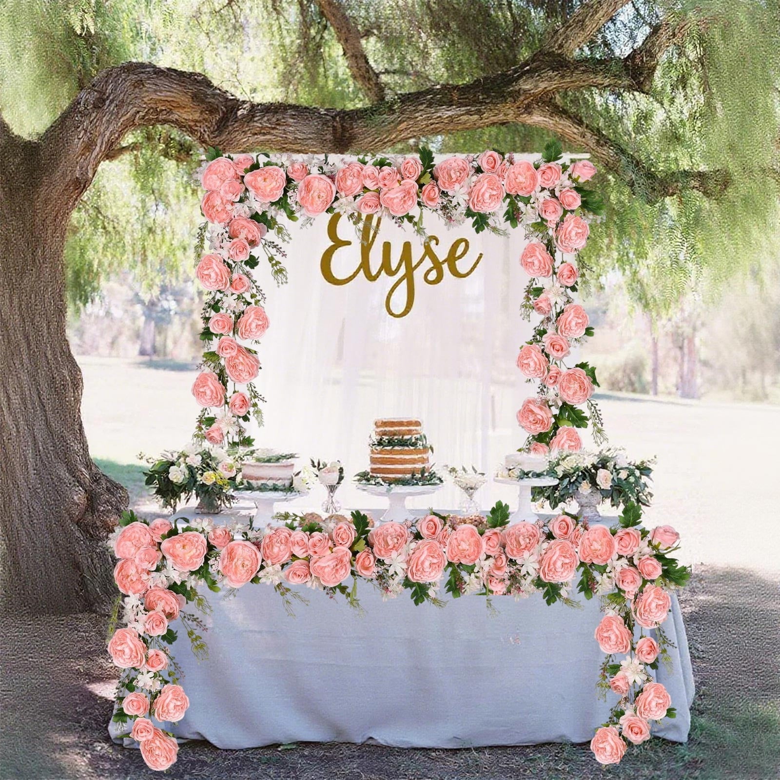 Artificial Rose Flower Rattan Garland Decorative Plastic | 5.91 Ft ...