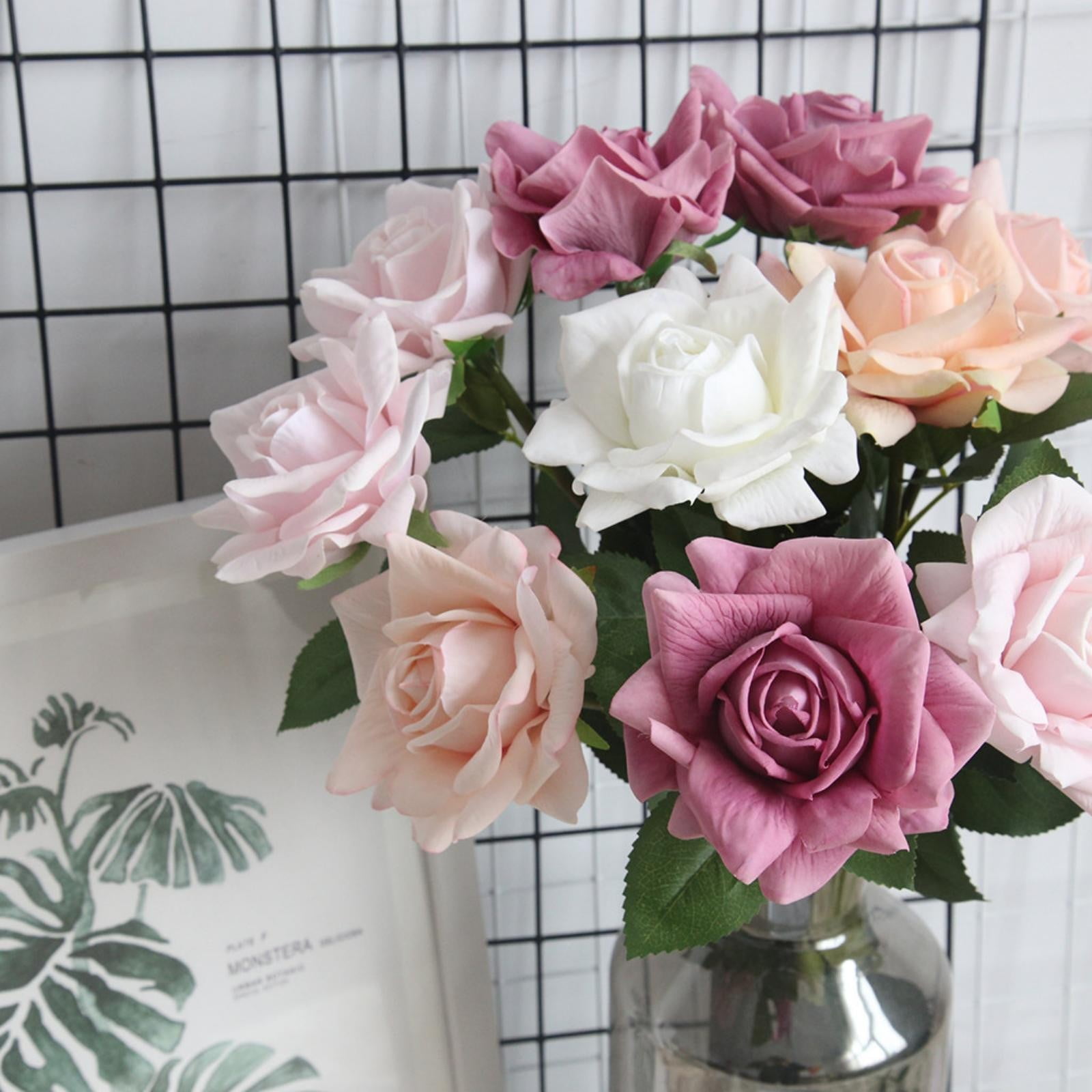 Artificial Rose Flower Stem | Realistic Cloth Flannel Petals | 28in ...