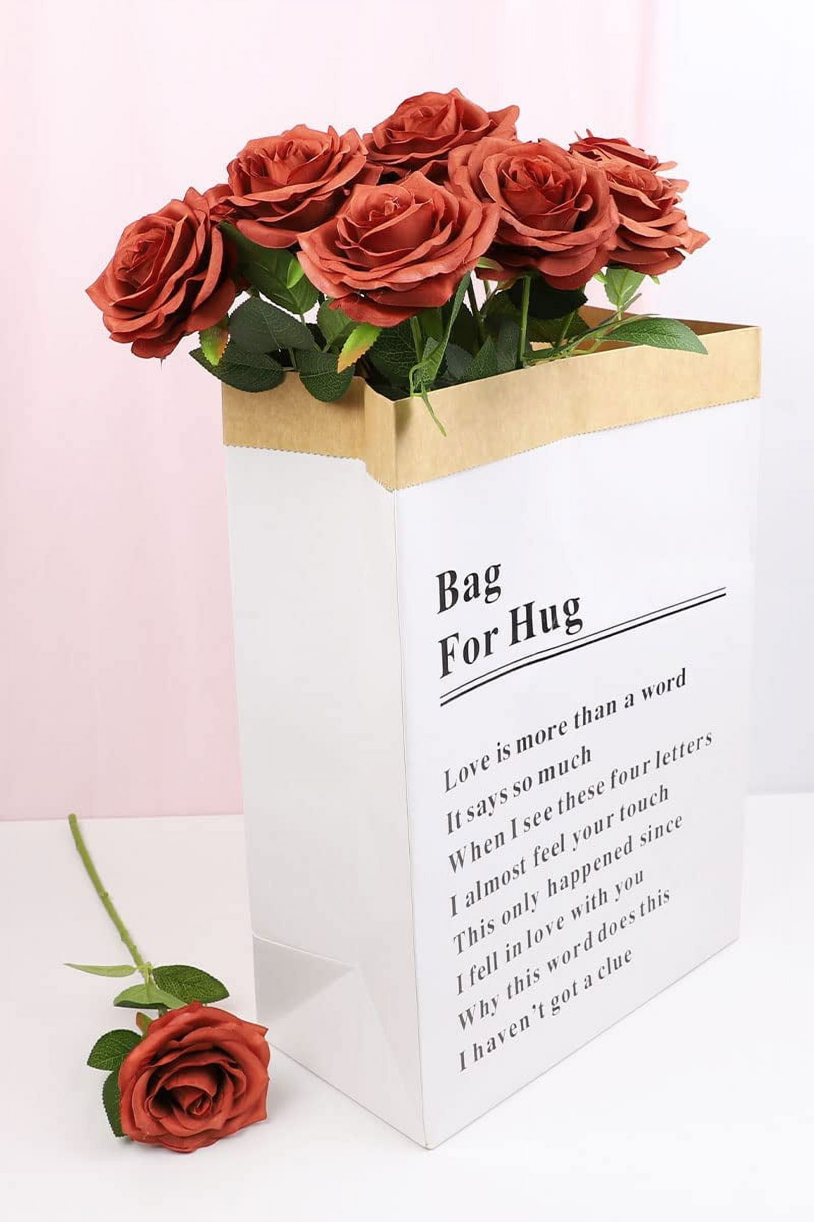 Artificial Rose Flowers Burnt Orange Rose Flowers Silk Flowers 50 pcs ...