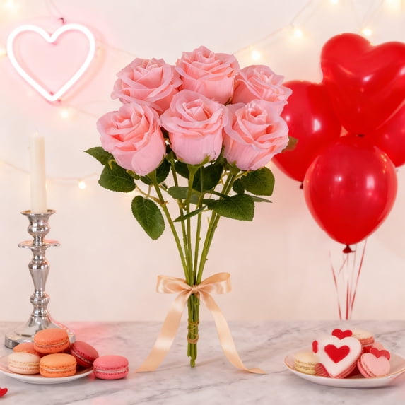Artificial Rose Flowers, Fake Silk Rose Bouquet for Wedding Home Decor ...