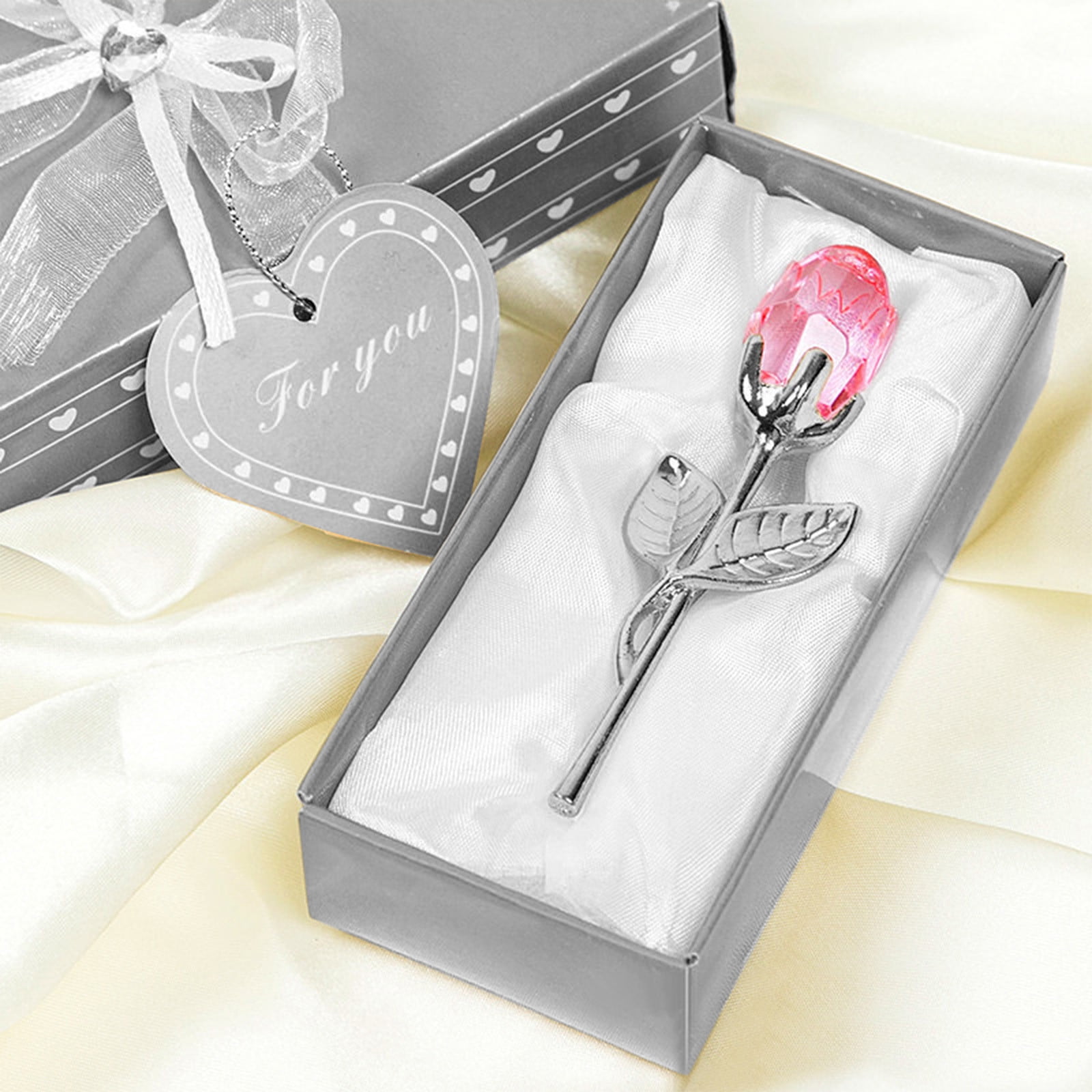 Artificial Rose Flowers Gifts for Her, Mini Crystal Rose Flower ...