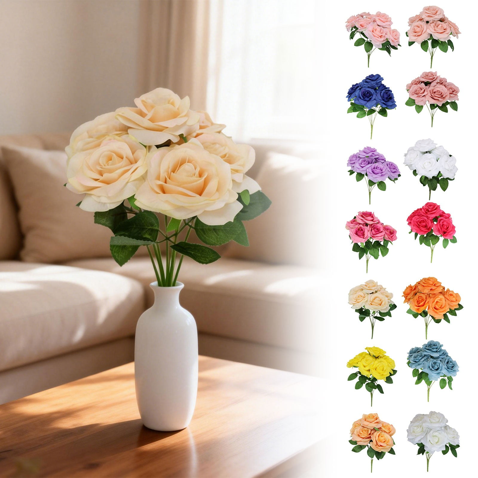 Artificial Rose Flowers Long Stem Fake Silk Roses for DIY Wedding ...