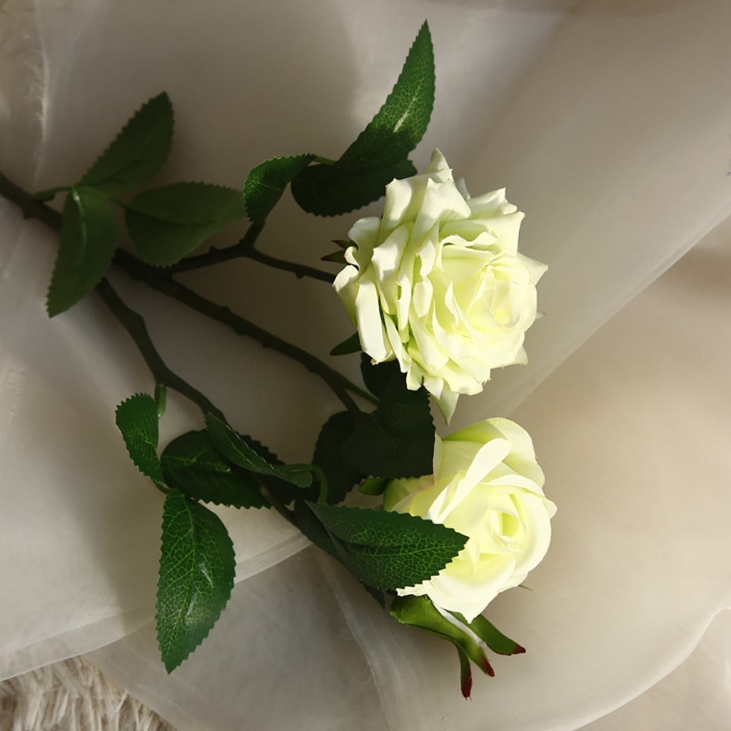 Artificial Rose Flowers Silk Realistic Fake Roses with Stem Branch ...