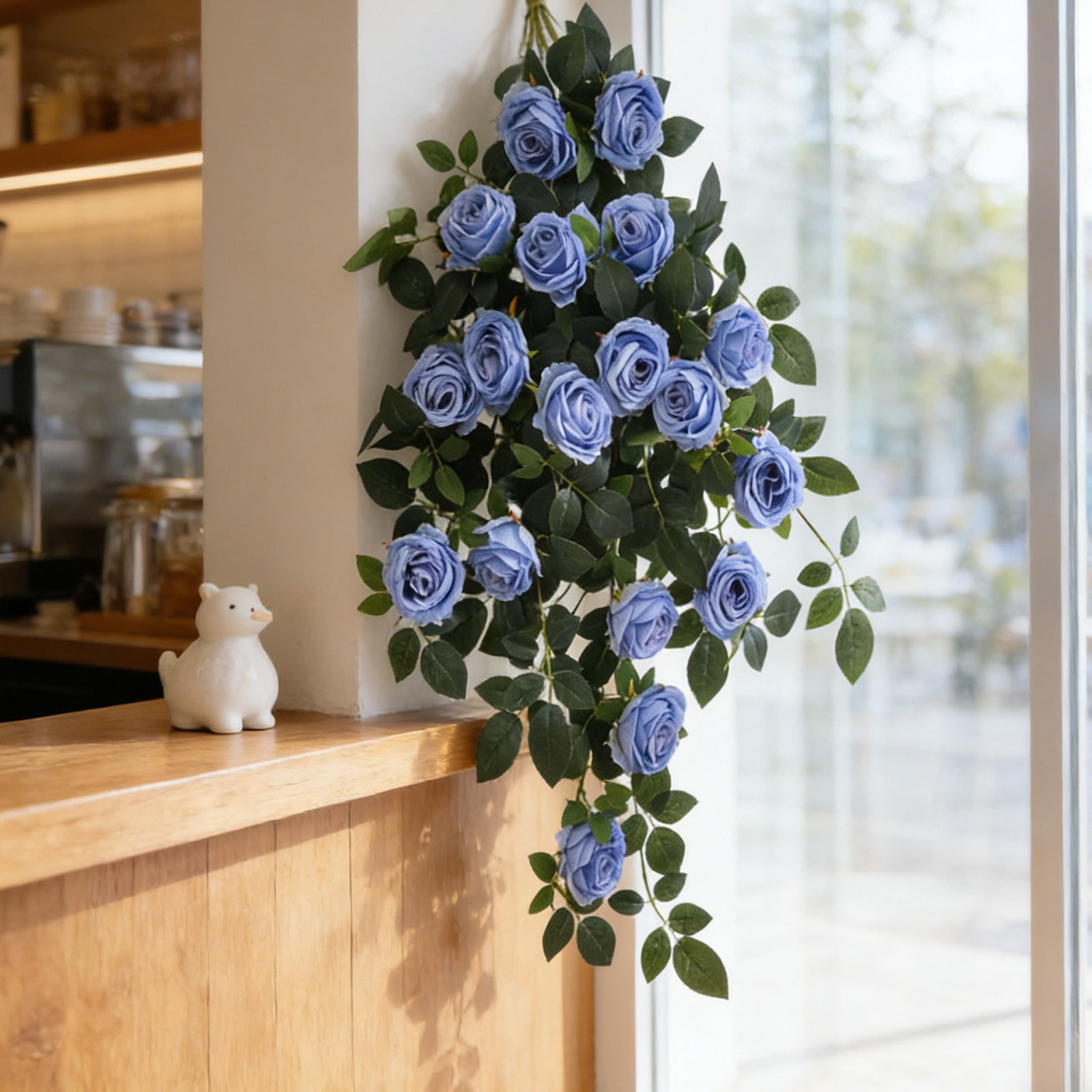 Artificial Rose Garland Hanging Vines – 90cm Roses with Green Leaves ...
