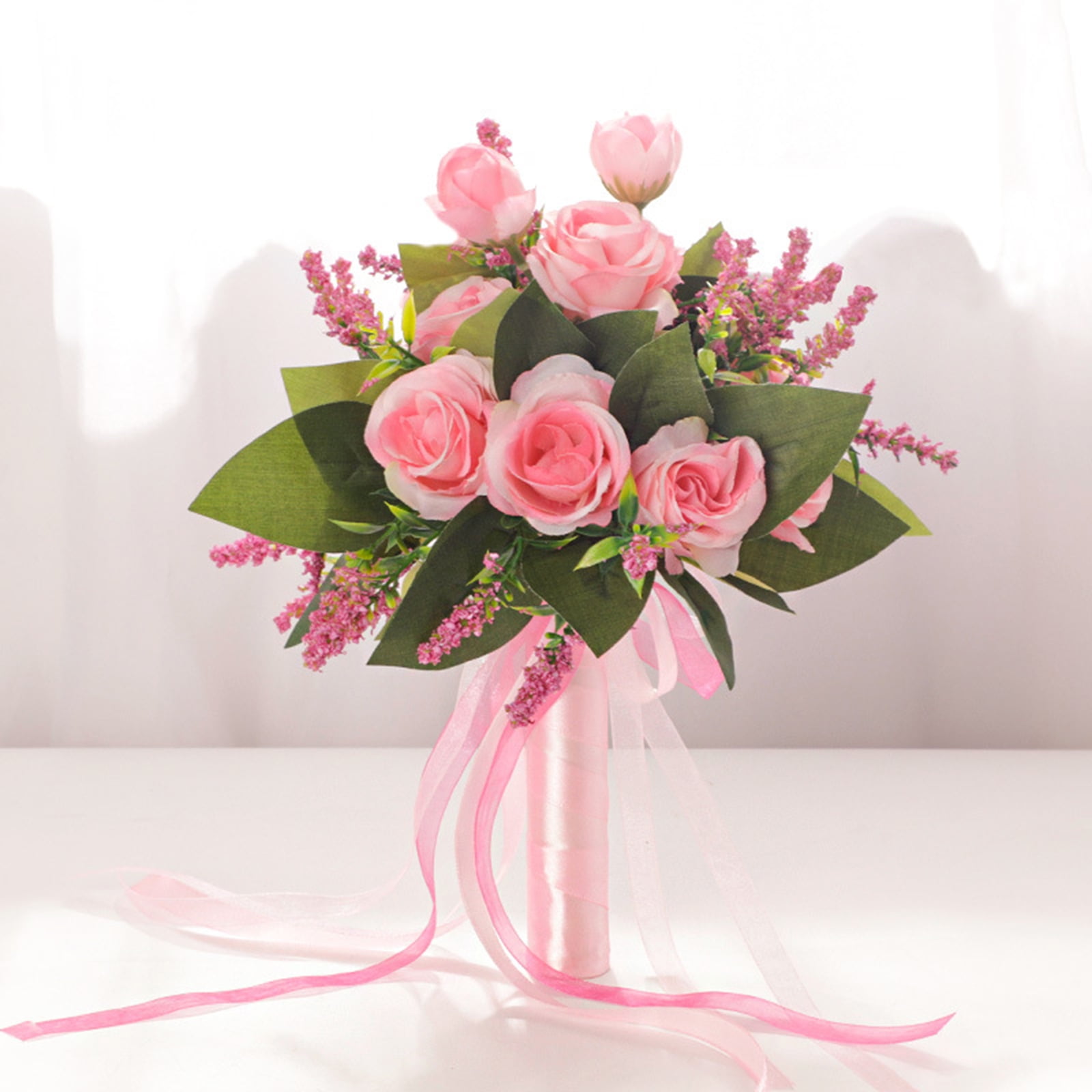 Artificial Rose Pink Rose Bouquet Pink Flowers for Home Garden Decor ...
