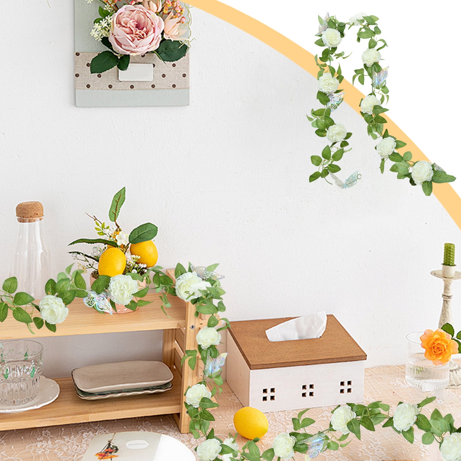 Artificial Rose Rattan Vines, Fake Flower Garland for Home Decor ...