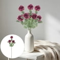 Artificial Rose Stem Flower Bouquet, Three Heads Plastic Floral Decor ...