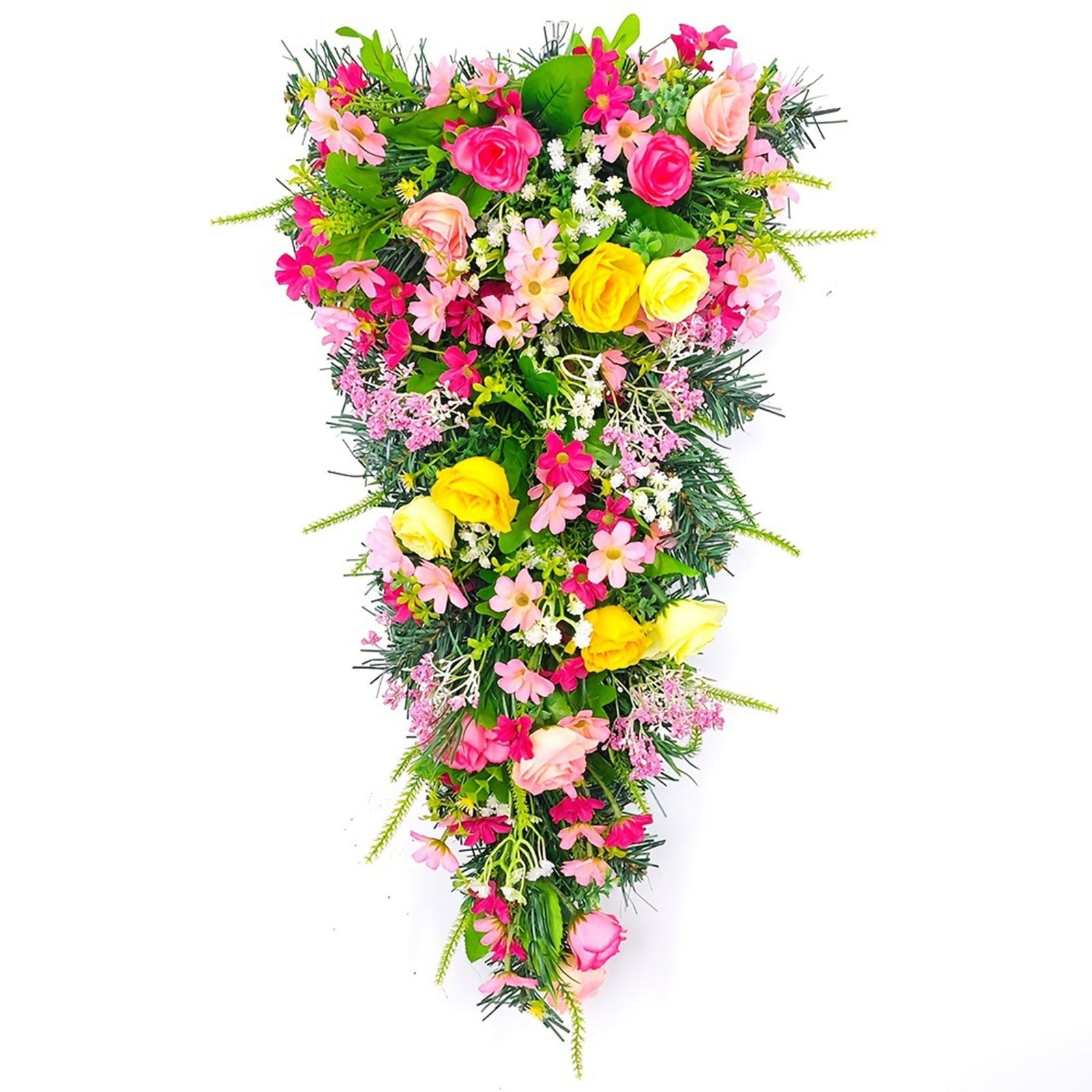 Artificial Rose Teardrop Swag, 24" Handmade Spring Easter Teardrop ...