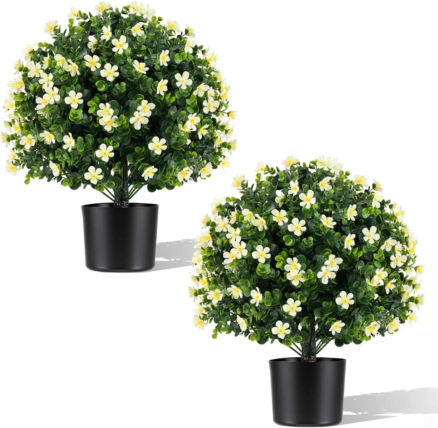 Artificial Rose Topiary Ball Tree , Faux Potted Plants with Red Flowers ...