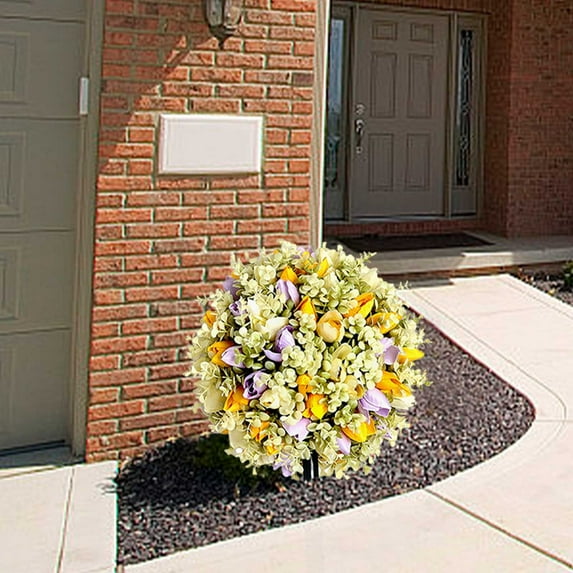 Artificial Rose Tree Outdoor Decor | Waterproof Faux Flower Arrangement ...