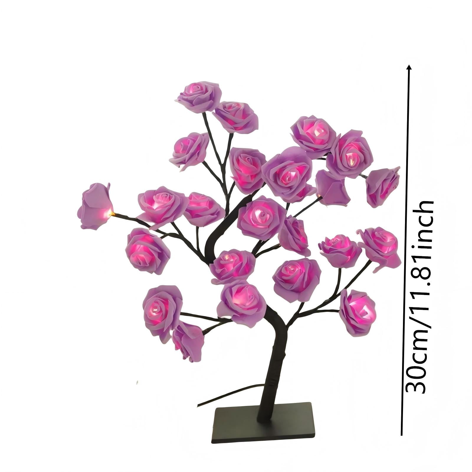 Artificial Rose Tree Outdoor, Rose Flower Table Tree Light 24 LEDs ...