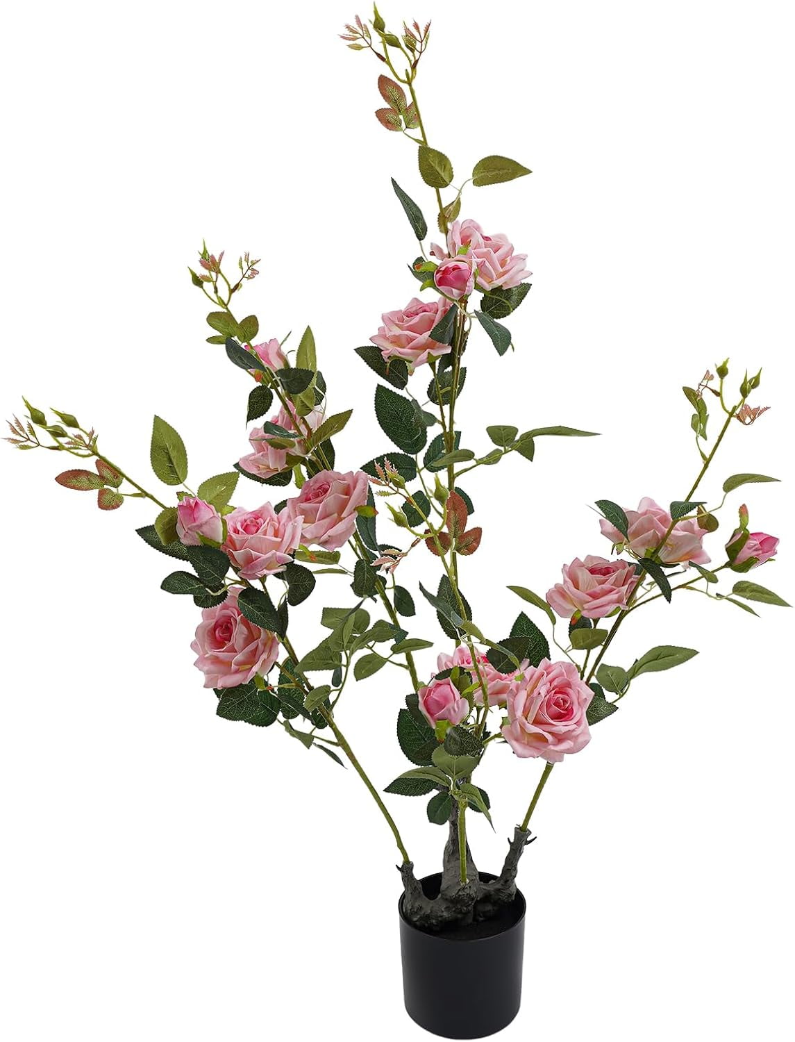 Artificial Rose Tree Set of 2, 35.4 Inch Tall Pink Fake Flowering with ...