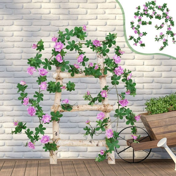 Artificial Rose Vine | 70-Inch Long Plastic Rattan Wall Decor | Purple ...
