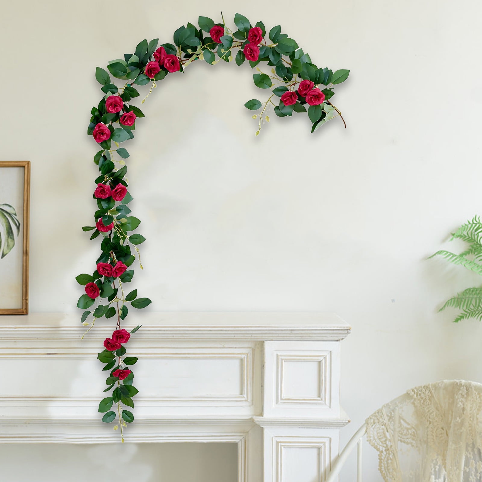 Artificial Rose Vine Garland Fake Flower Garland Fake Rose Hanging Vine ...