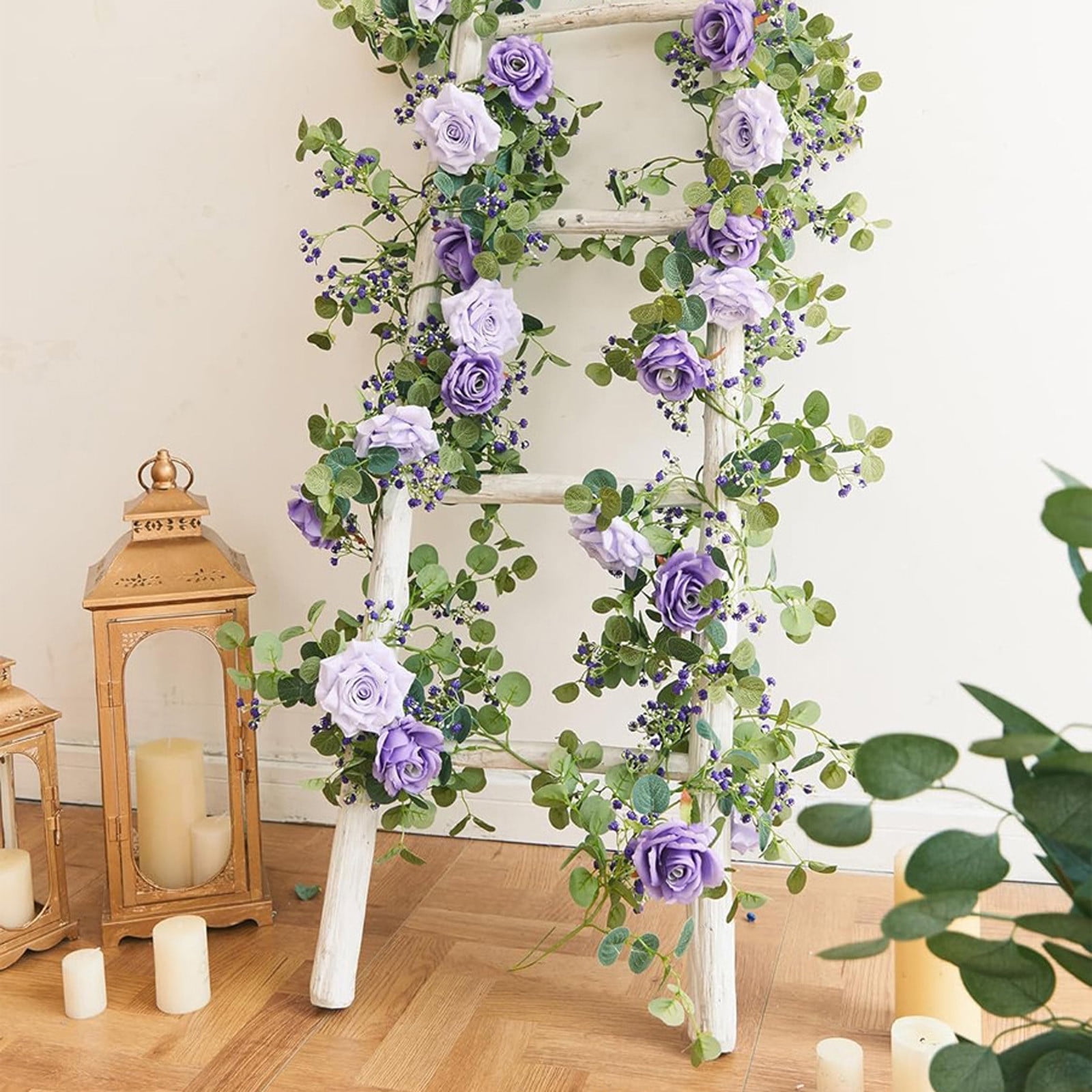 Artificial Rose Vine Garland | Faux Flower Tabletop Decor for Wedding ...