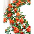Artificial Rose Vine Garland Orange 2pcs Bendable Hanging Floral ...