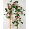 Artificial Rose Vine Garland Pink 1pcs Bendable Hanging Floral ...