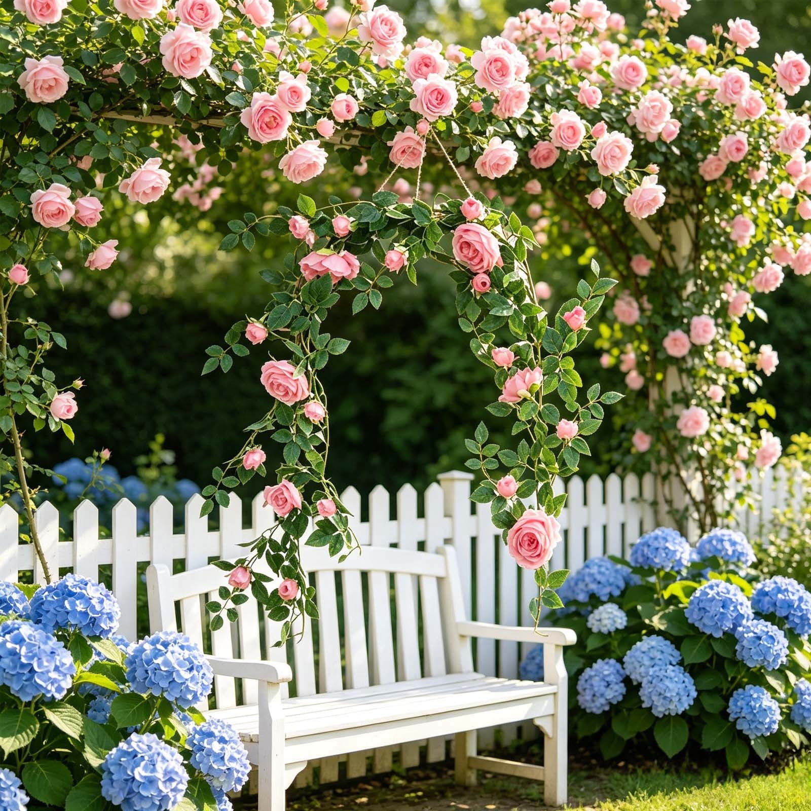 Artificial Rose Vines Garland – 70.9" Fake Flower Hanging Vine with ...