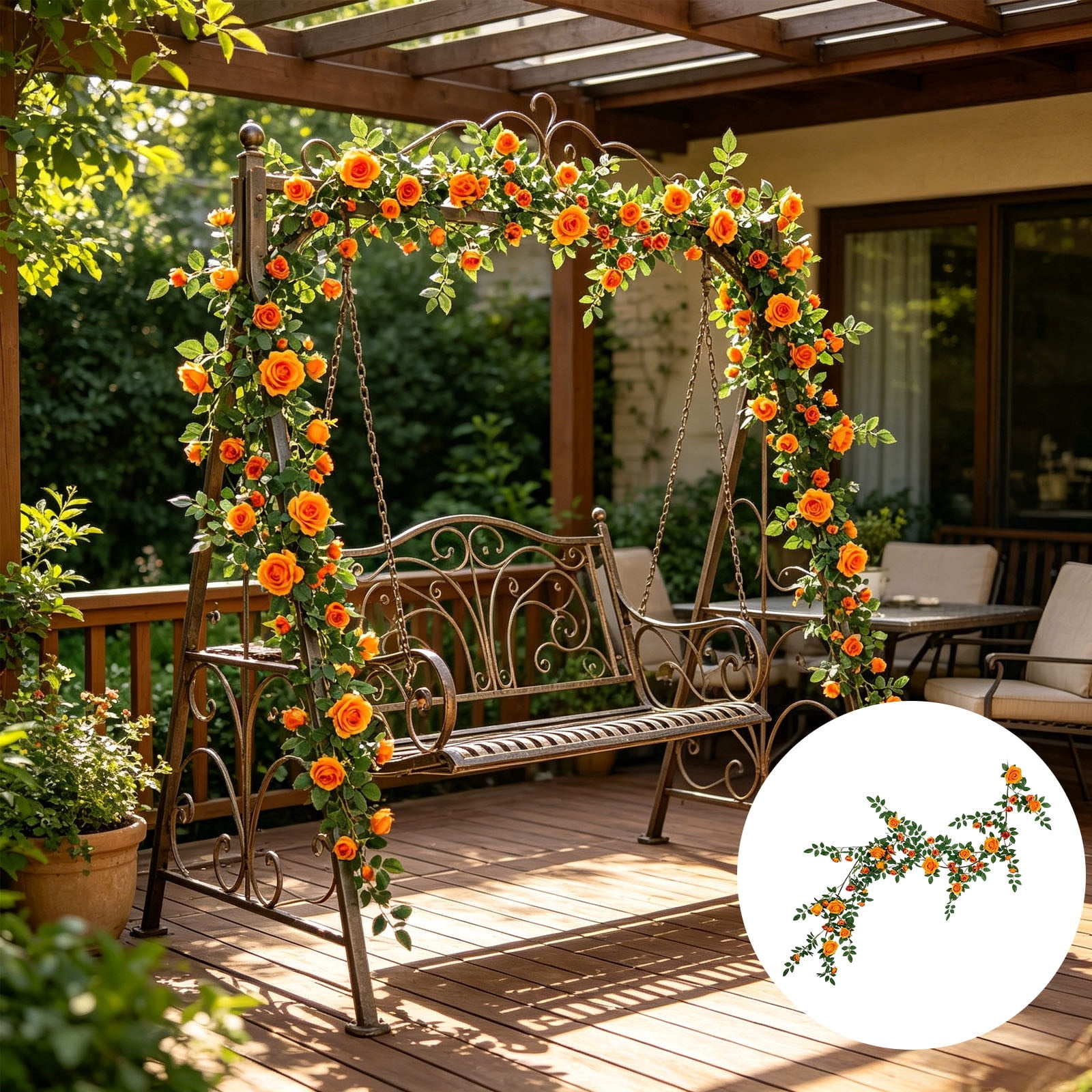 Artificial Rose Vines Garland with Green Leaves, Decorative Artificial ...