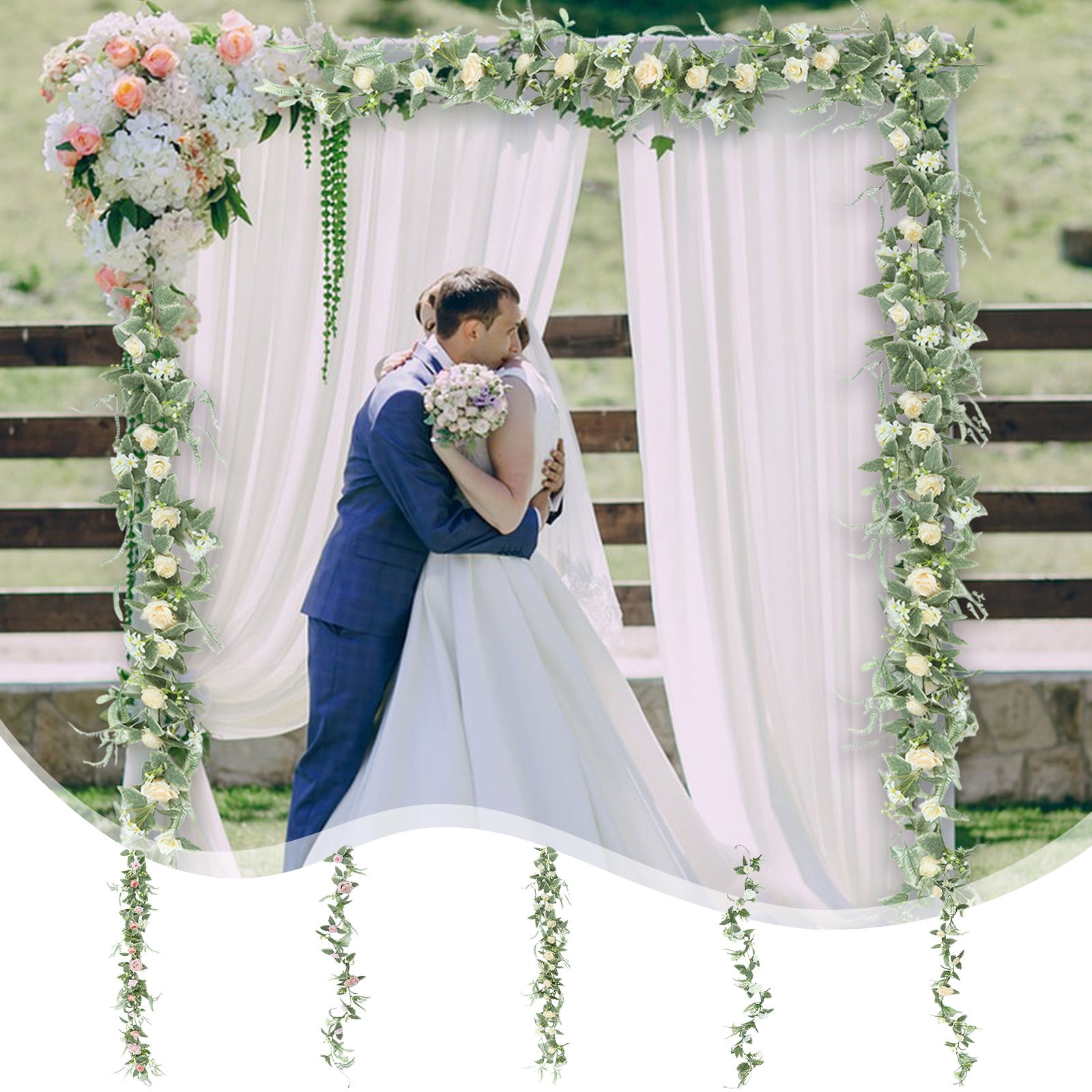 Artificial Rose Vines Wall Hanging,Silk Flower Ceiling Decor,Easy ...