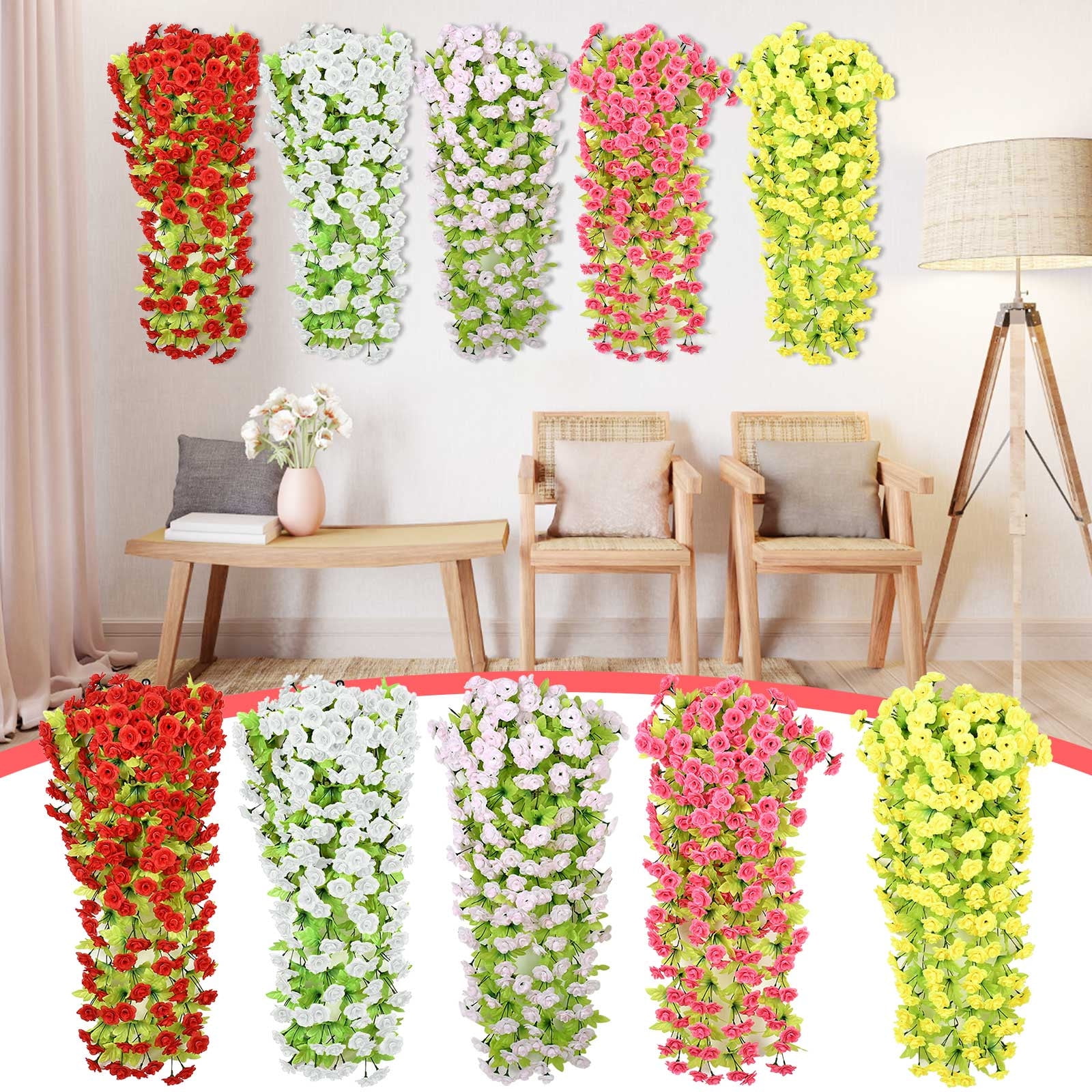 Artificial Rose Wall Hanging Flower Decoration | 80cm Faux Flower Vine ...