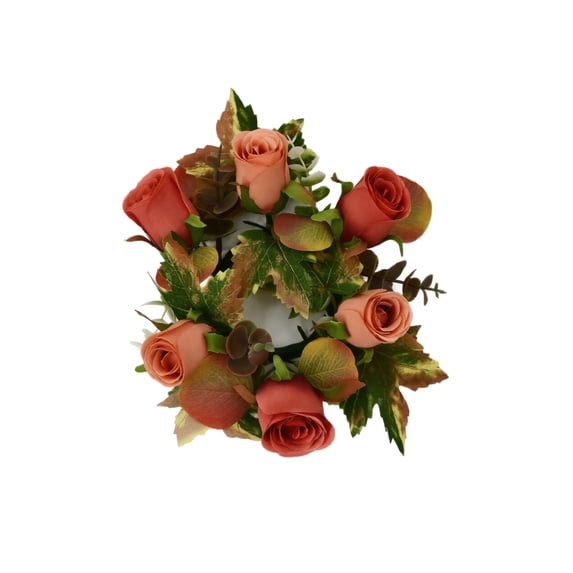 Artificial Rose Wreath Mini Floral Wreaths Pillar with Blooming Flowers ...