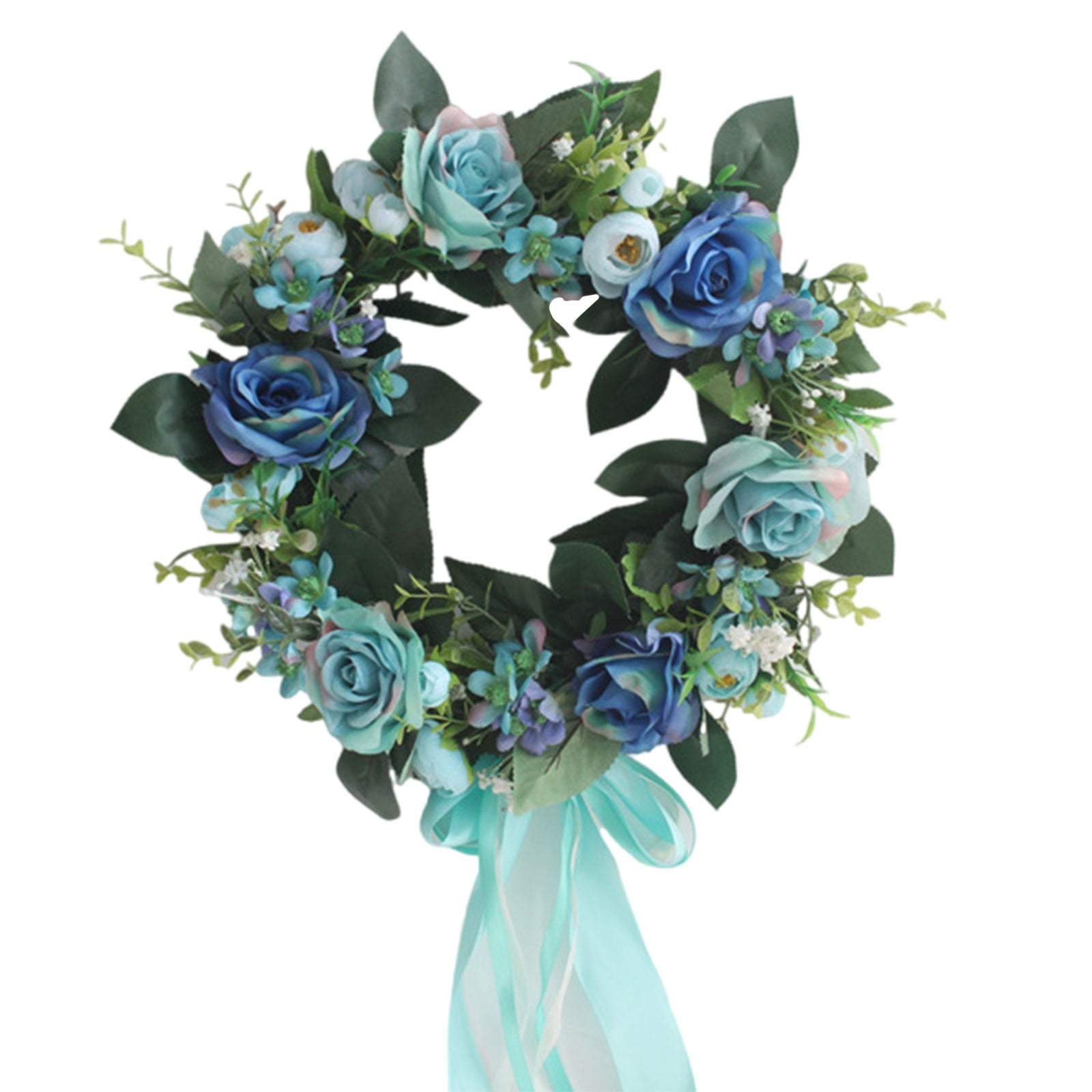 Artificial Rose Wreath with Satin Ribbon for Valentine’S Decor – 35Cm ...