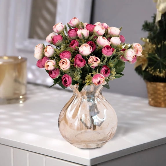Artificial Rose and Tea Bud Bouquet Faux Flower Arrangement for Home ...