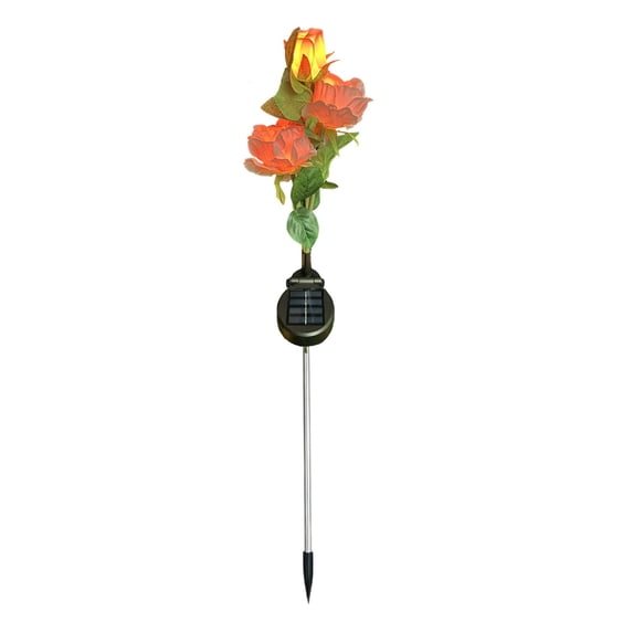 Artificial Rose with Solar Lights, Realistic Outdoor Flower Lights ...