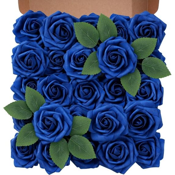 Artificial Roses 25 count Royal Blue Roses with Stems for Decor DIY ...
