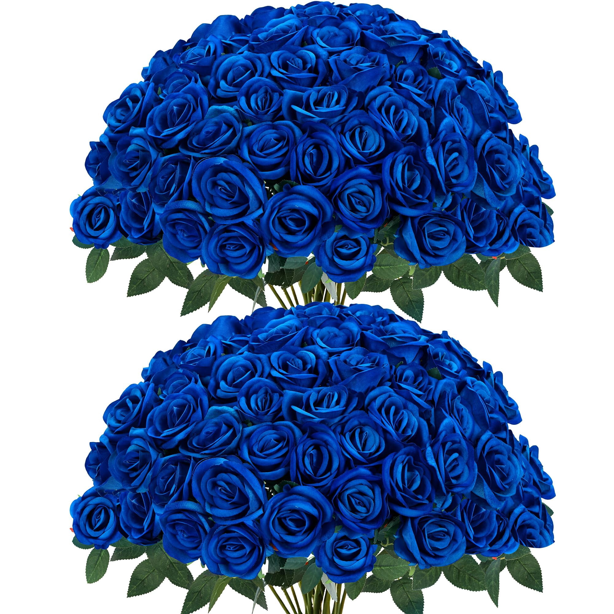 Artificial Roses Blue Silk Flowers With Stems Bulk For Bridal Bouquets ...